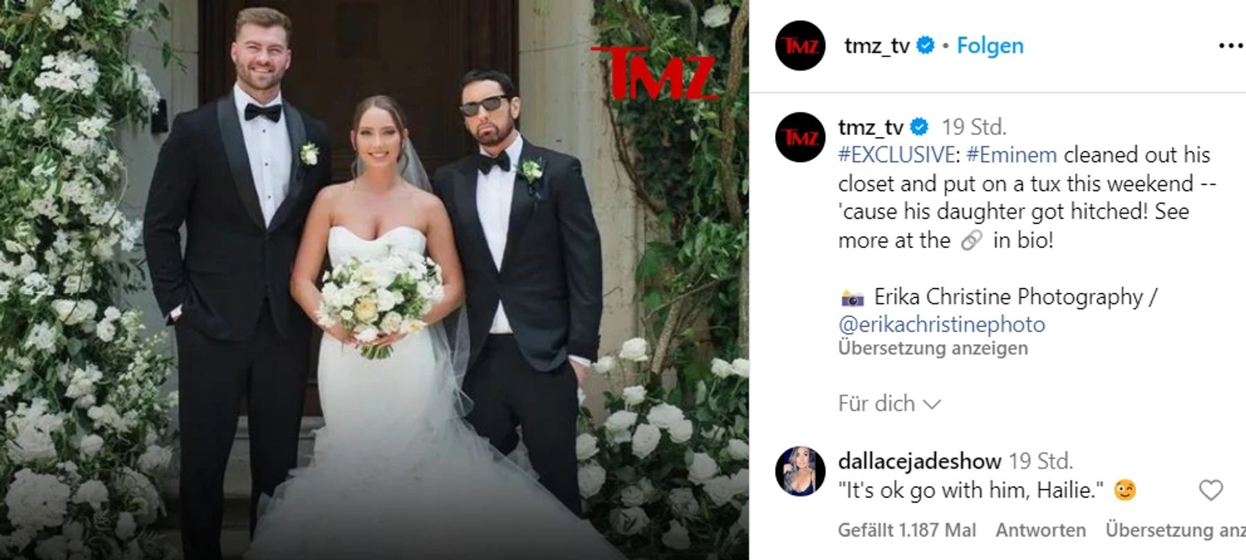 Eminem tanzt auf Hochzeit von Tochter Hailie | Nau.ch
