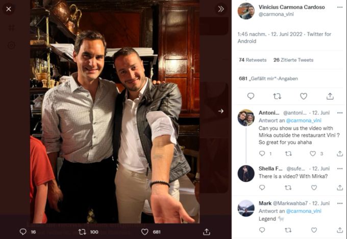 Roger Federer: Fan mit Tattoo trifft sein Idol im Restaurant | Nau.ch