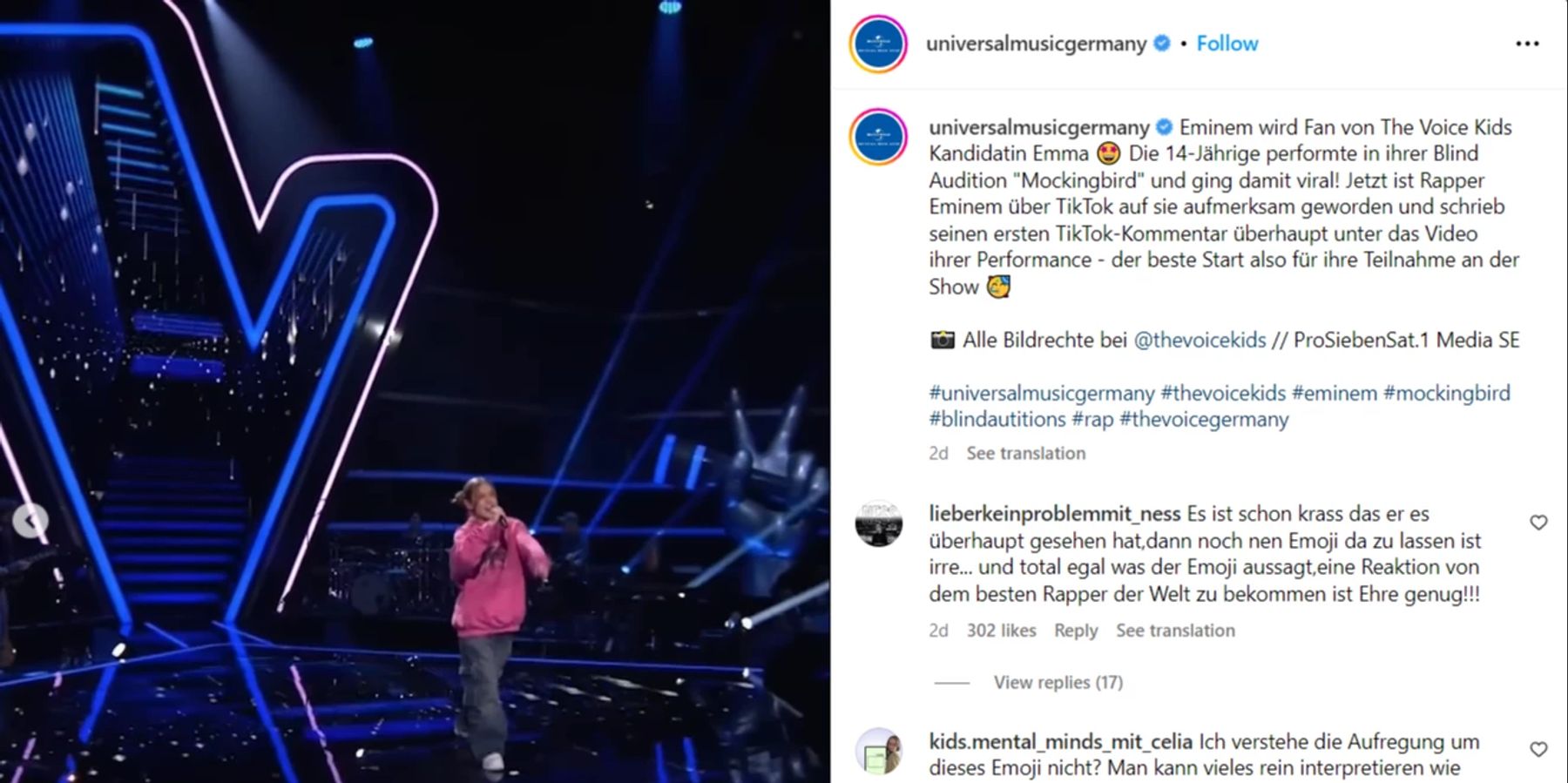 «The Voice Kids»: Eminem reagiert auf Auftritt von Kandidatin Emma | Nau.ch