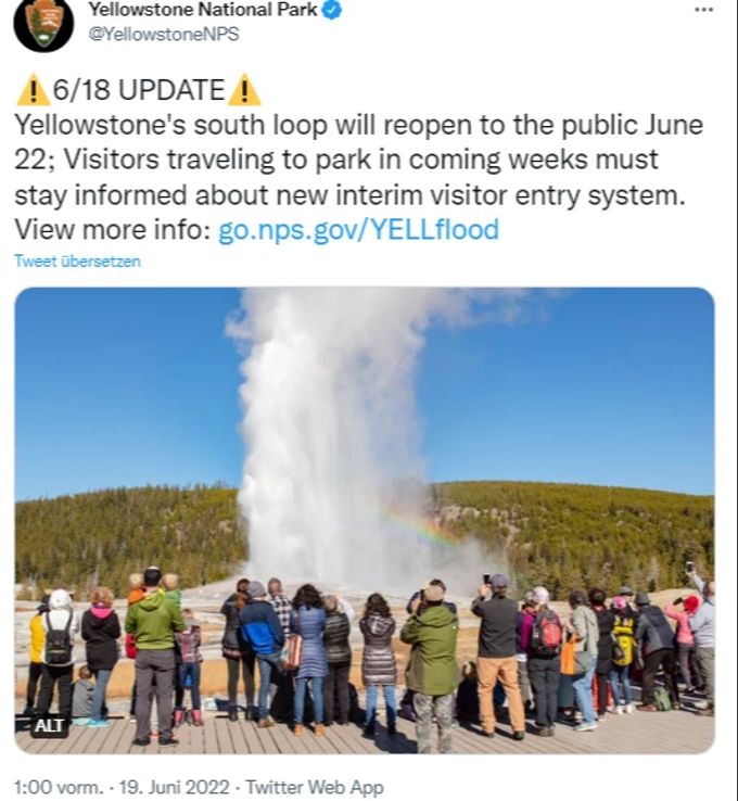 Nach Unwetter: Teile des Yellowstone-Parks bleiben geschlossen | Nau.ch