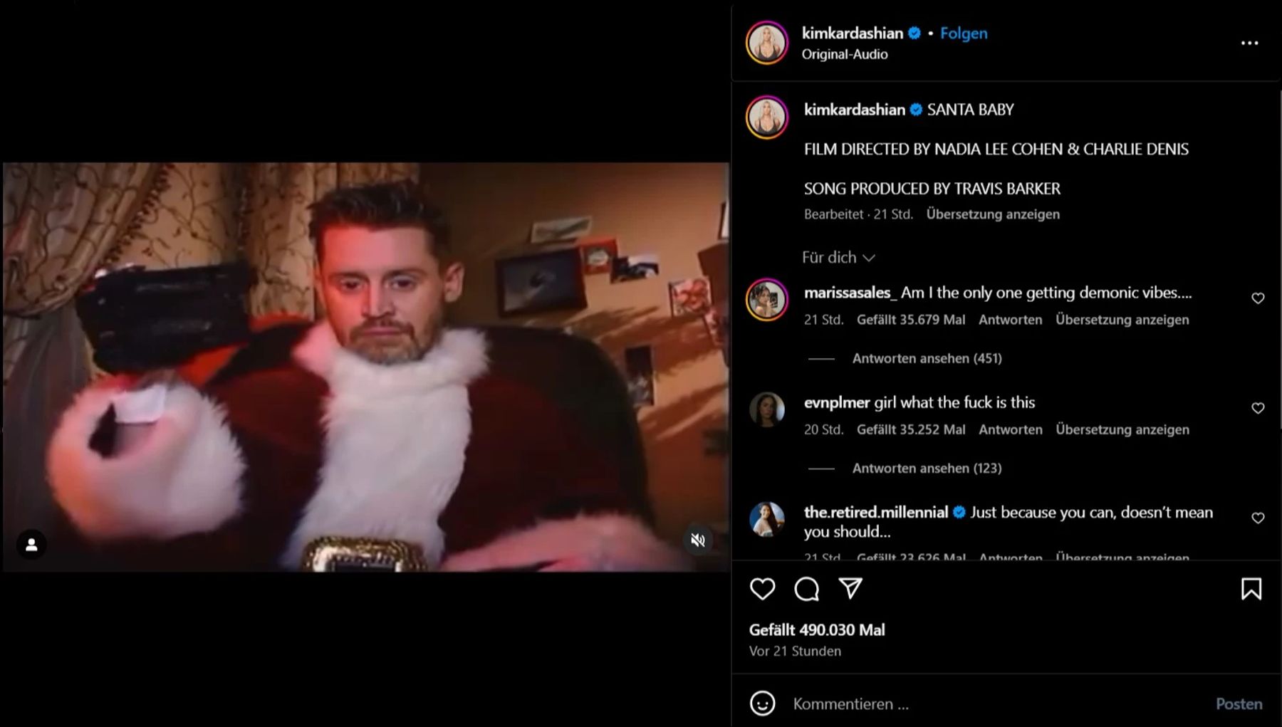 Mit Macaulay Culkin: Kim Kardashians skurriles Weihnachtsvideo | Nau.ch