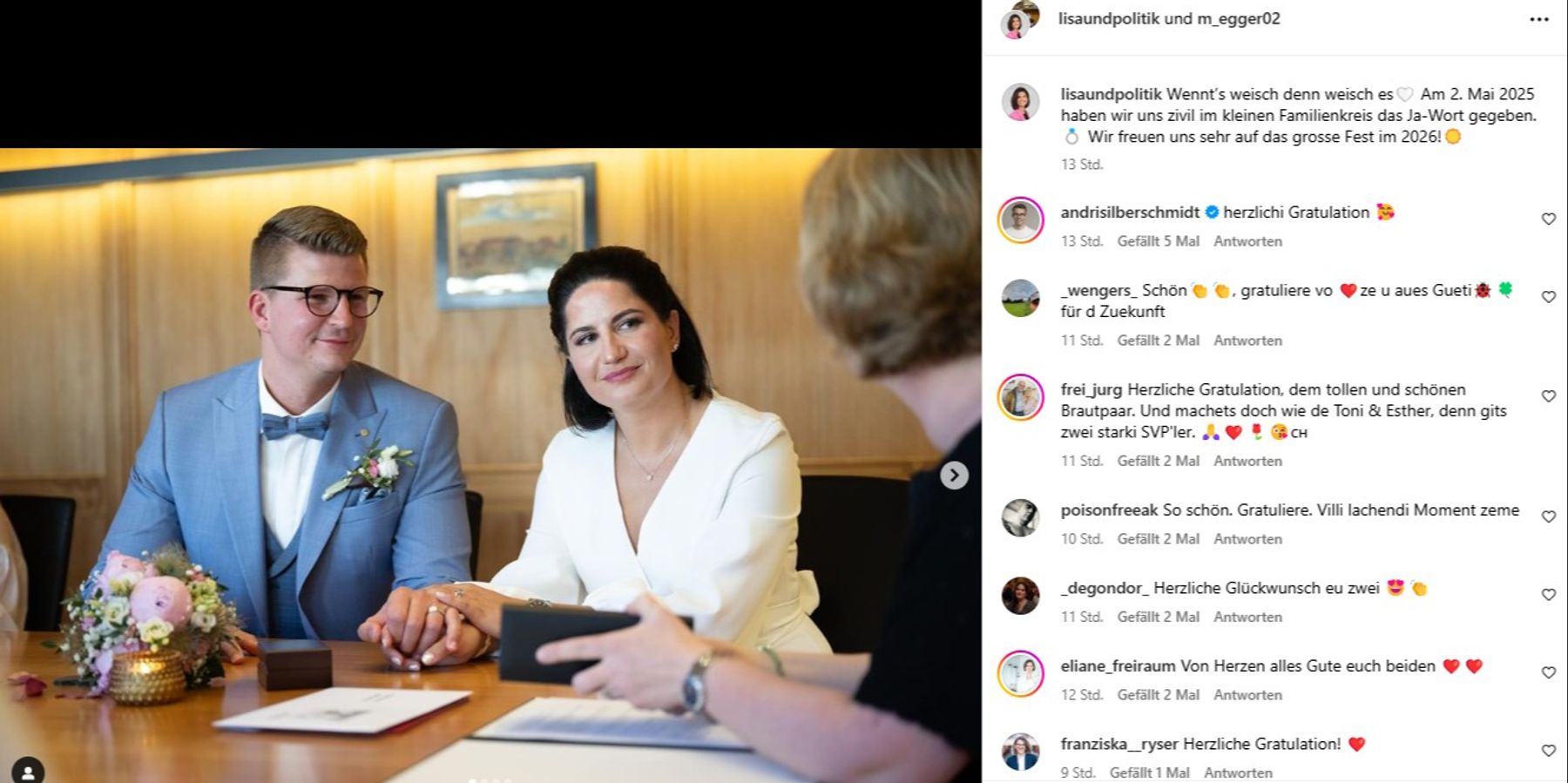 SVPler Mike Egger hat eine FDPlerin geheiratet | Nau.ch