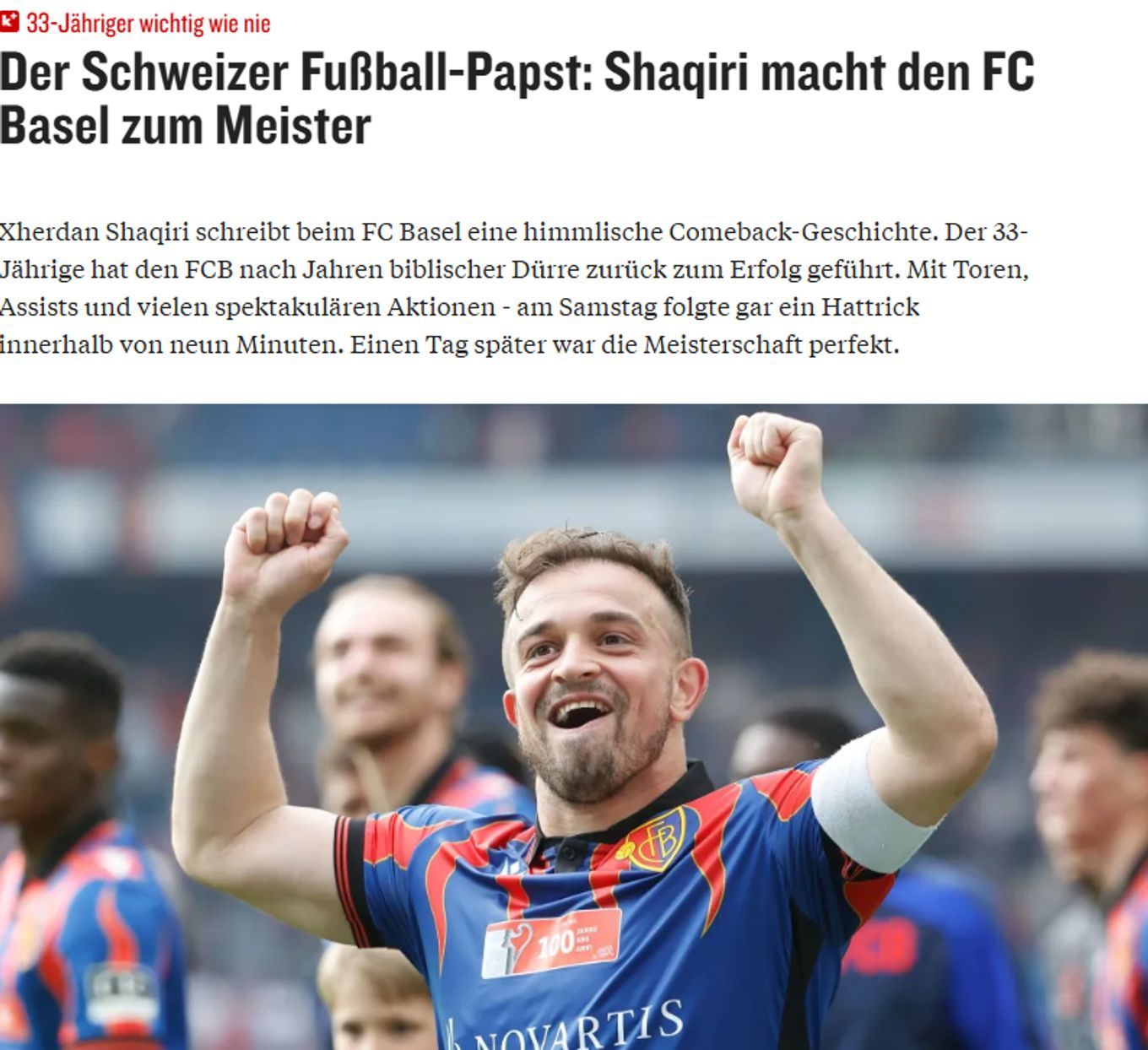 FC Basel: Xherdan Shaqiri sogar von Deutschen und Amis gefeiert | Nau.ch