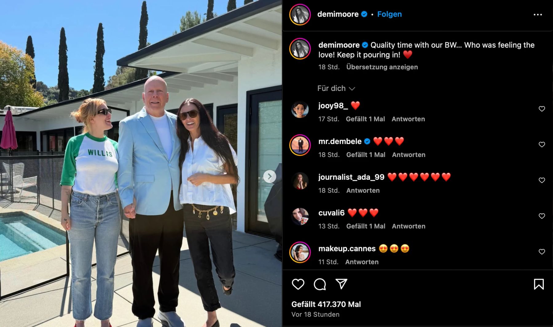 70. Geburtstag von Bruce Willis: Ex-Frau Demi Moore postet Fotos | Nau.ch