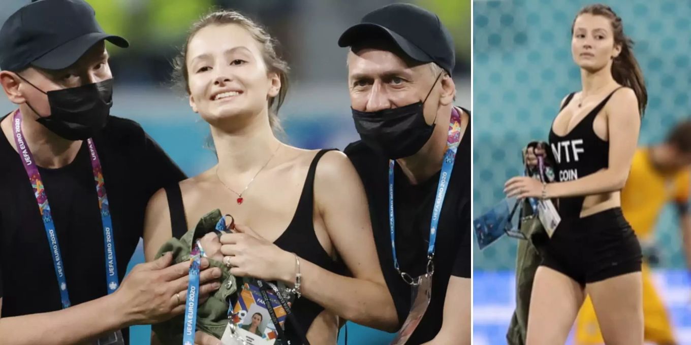 Euro 2020: Flitzerin stürmt Platz und wirbt für Kryptowährung | Nau.ch