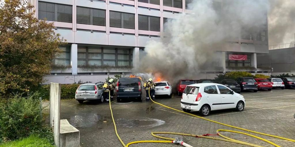 Muttenz BL: Zwei Personenwagen bei Brand komplett zerstört
