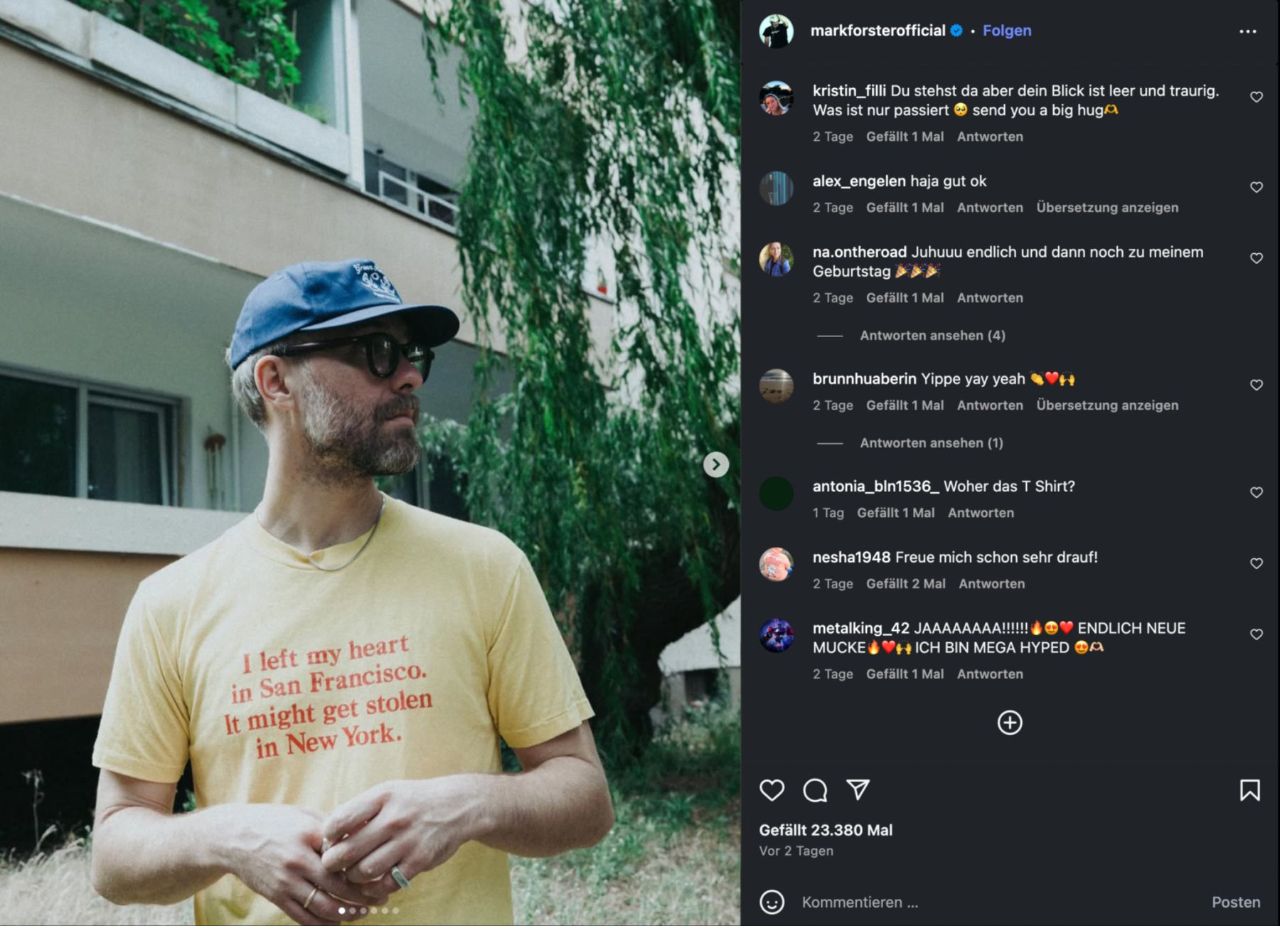 Lena Meyer-Landrut liked Post von Mark Forster | Nau.ch