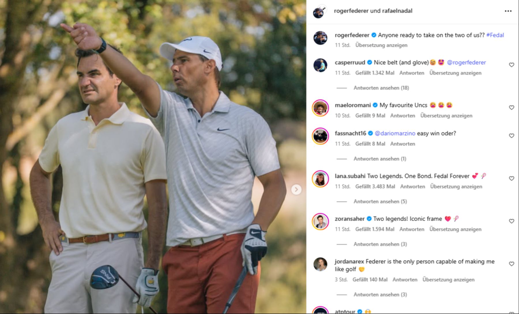 Roger Federer und Rafael Nadal begeistern mit gemeinsamen Golf-Fotos ...