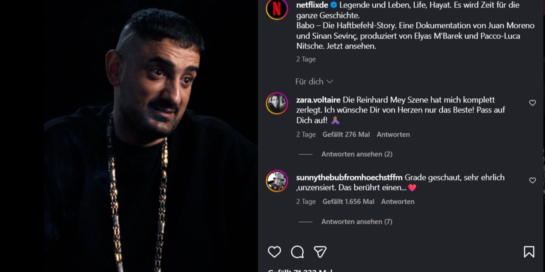 Reinhard Mey bedankt sich öffentlich bei Haftbefehl für Charterfolg ...