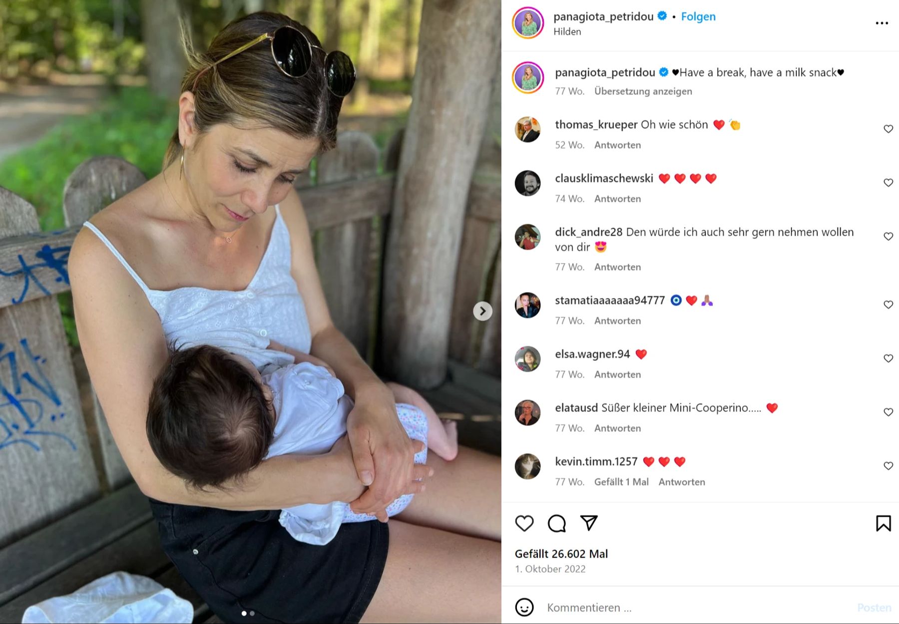 Panagiota Petridou stillt ihr zweijähriges Kind – Kritik! | Nau.ch