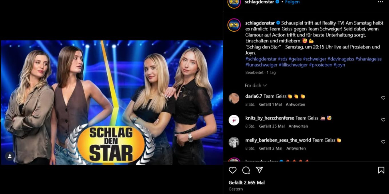 «Schlag den Star»: Geiss vs. Schweiger – Promi-Duell der Schwestern ...