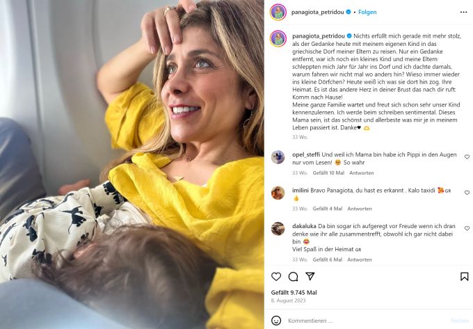 Panagiota Petridou stillt ihr zweijähriges Kind – Kritik! | Nau.ch