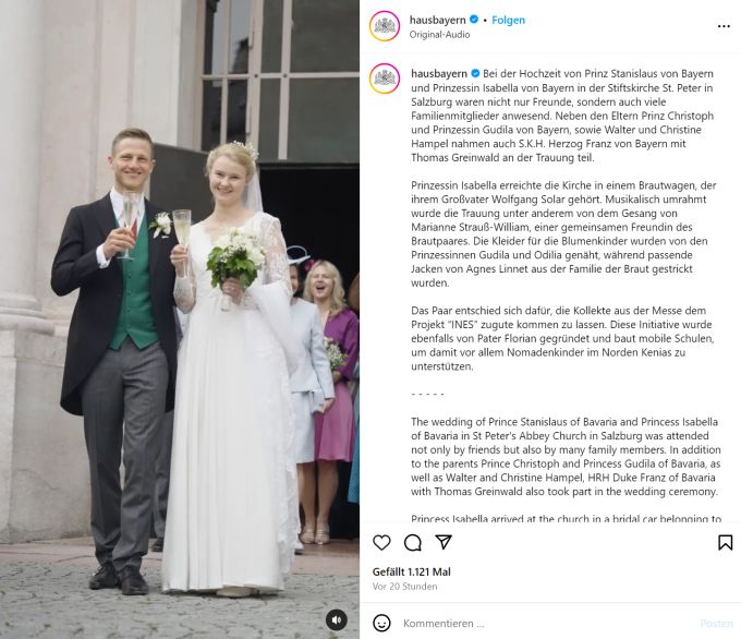 Isabella von Bayern: Prinz Stanislaus hat sich getraut | Nau.ch