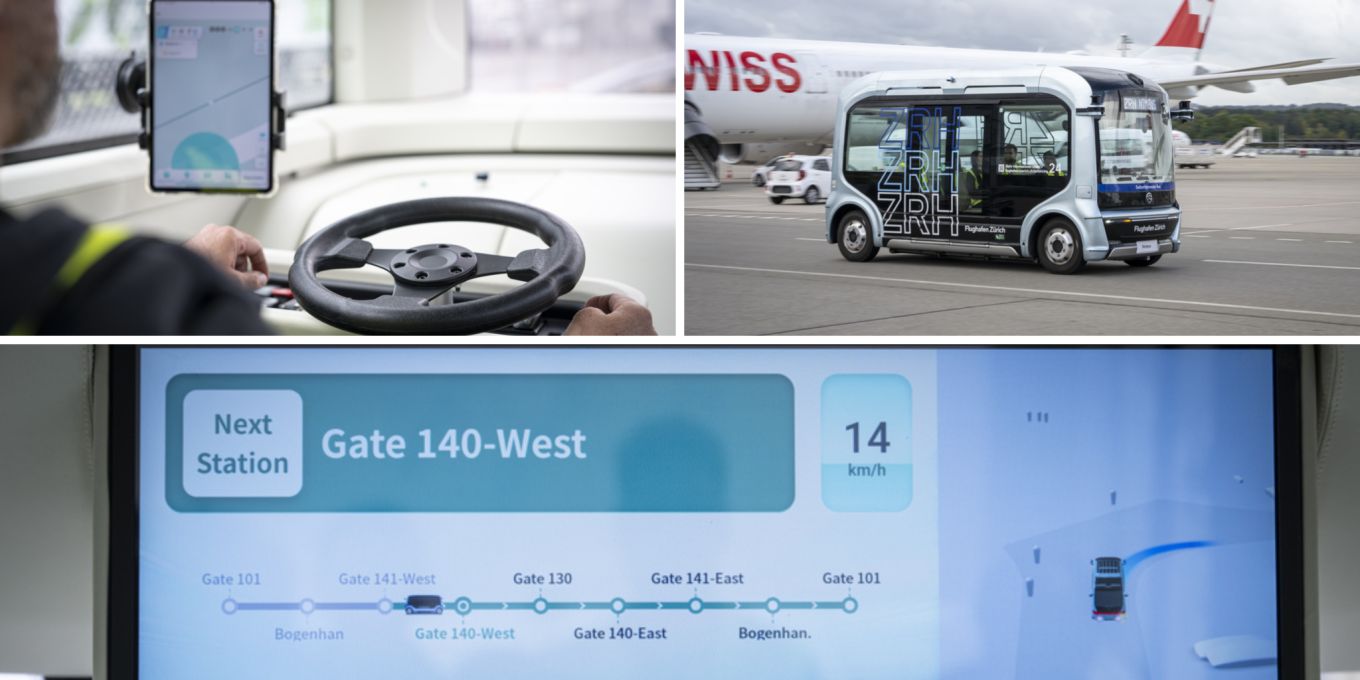 Flughafen Zürich: Autonomer Bus chauffiert Mitarbeiter über Gelände ...