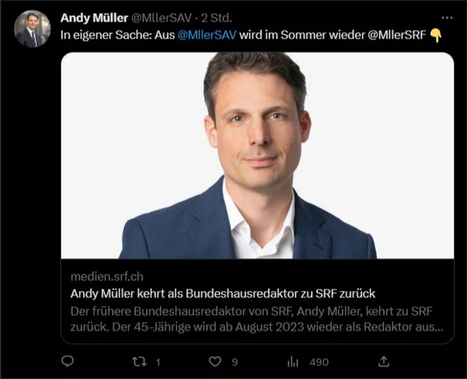 SRF: Bundeshausredaktor Andy Müller kehrt nach einem Jahr zurück | Nau.ch