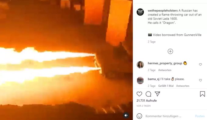 Im Video: Russe motzt sein Auto mit Flammenwerfern auf | Nau.ch