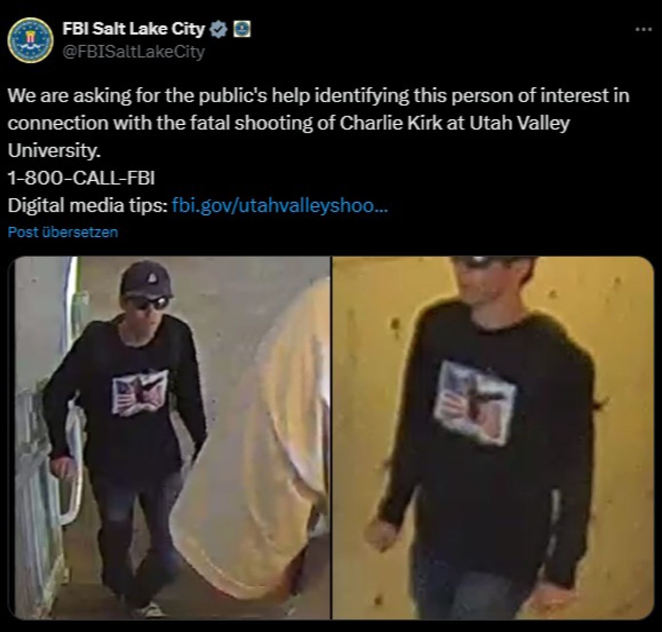 Charlie Kirk: FBI veröffentlicht Bilder von verdächtiger Person | Nau.ch
