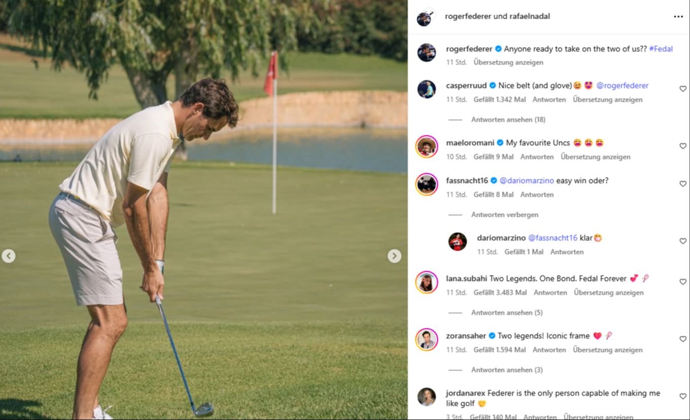 Roger Federer und Rafael Nadal begeistern mit gemeinsamen Golf-Fotos ...