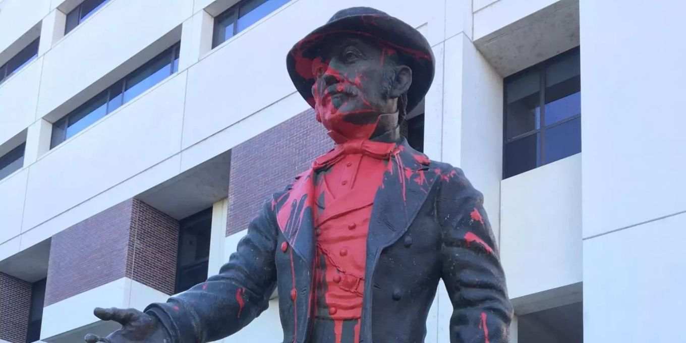 Statue von Johann August Sutter in Sacramento rot eingefärbt | Nau.ch