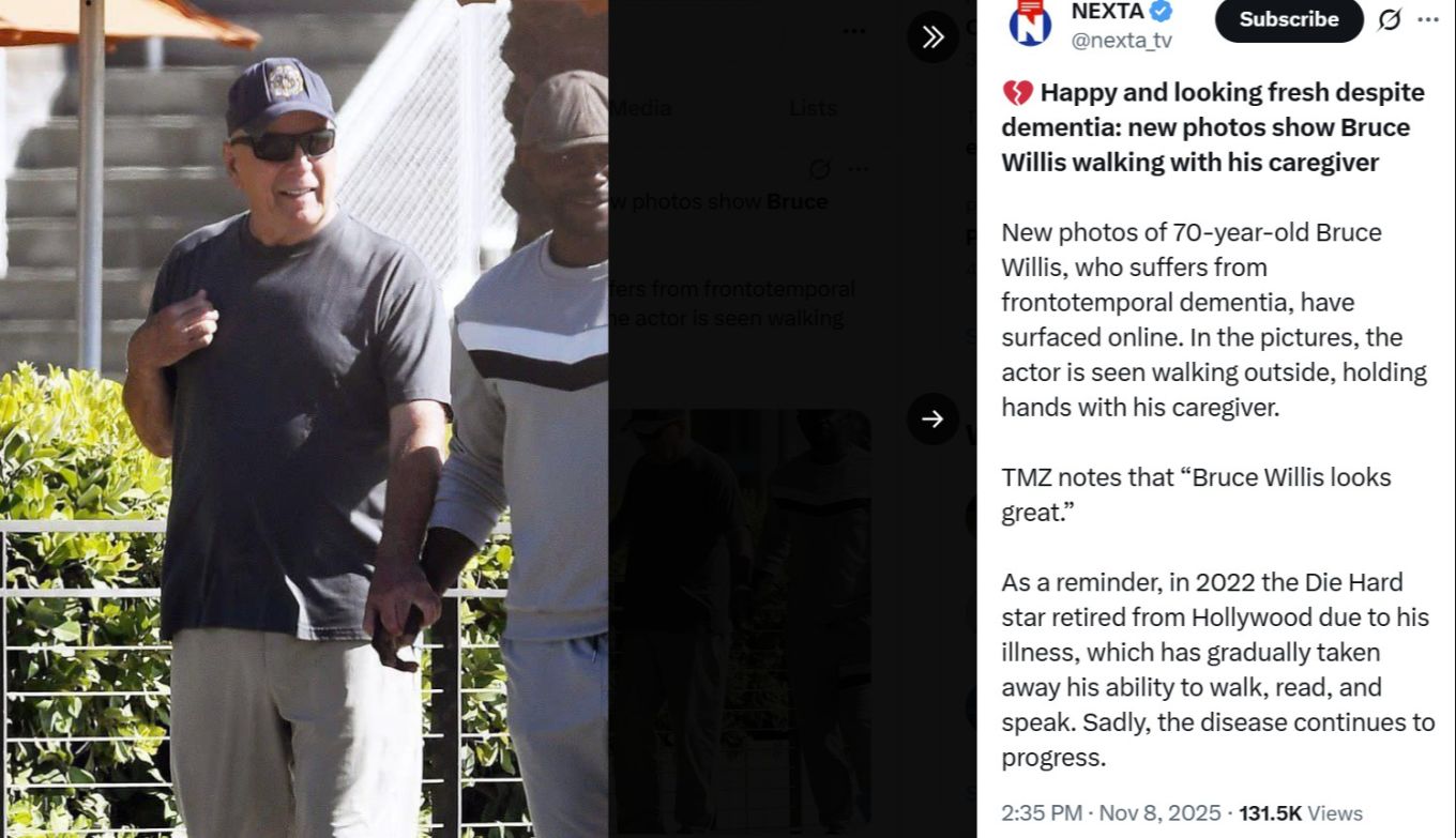 Bruce Willis geht Hand in Hand mit Betreuer am Strand | Nau.ch
