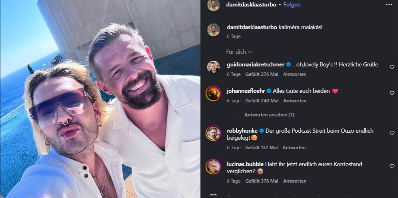 Bill Kaulitz trifft Klaas Heufer-Umlauf am Strand von Griechenland | Nau.ch