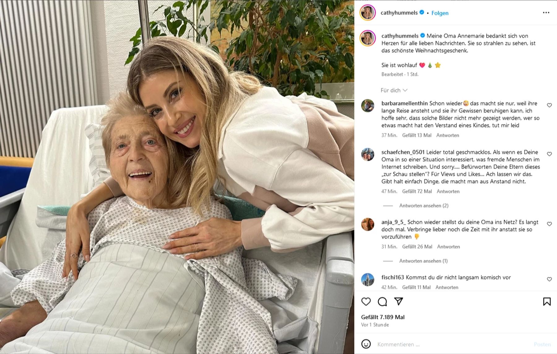 Cathy Hummels postet Fotos von ihrem sterbenden Grosi | Nau.ch