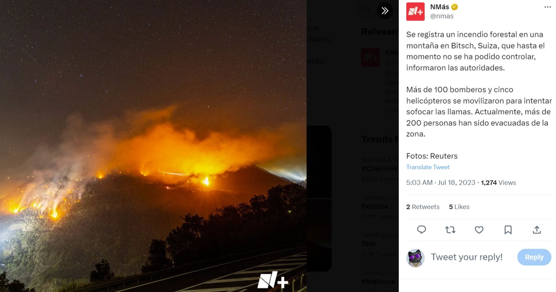 Bitsch VS: Waldbrand stabilisiert – Wind könnte neue Gefahr bringen ...