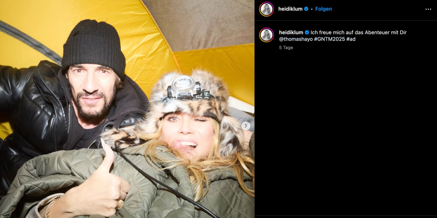 Thomas Hayo auf Camping-Mission mit Heidi Klum | Nau.ch