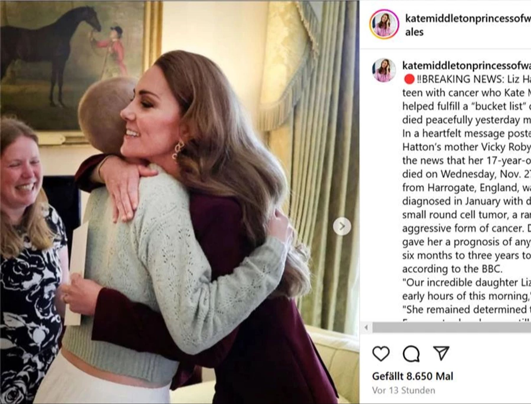 Prinzessin Kate trauert um 17-jährige Liz Hatton | Nau.ch