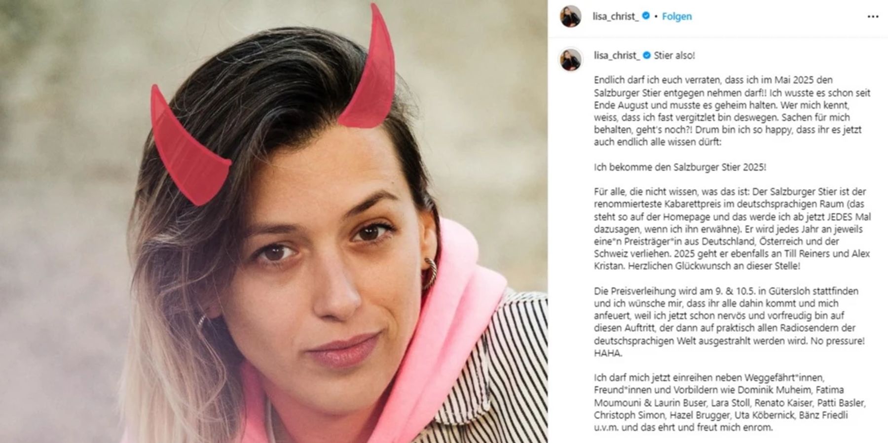 Oltnerin Lisa Christ erhält den Salzburger Stier 2025 | Nau.ch