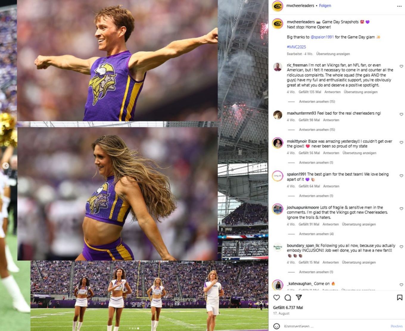 Männliche Cheerleader sorgen in NFL für Rote Köpfe | Nau.ch