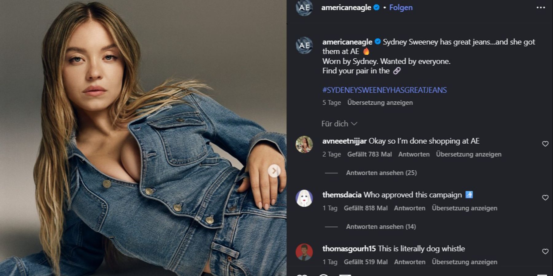 Trump lobt umstrittene Jeans-Werbung mit Sydney Sweeney | Nau.ch