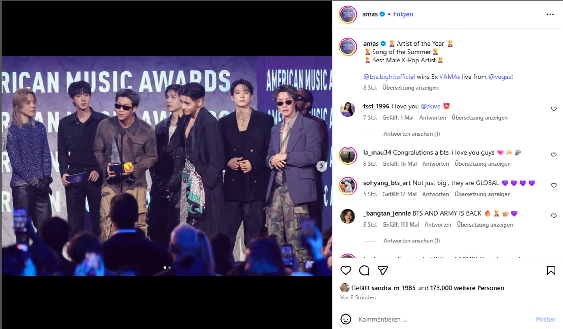 American Music Awards küren BTS zu Künstlern des Jahres | Nau.ch