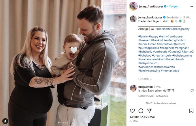 Jenny Frankhauser ist zum zweiten Mal Mama geworden | Nau.ch